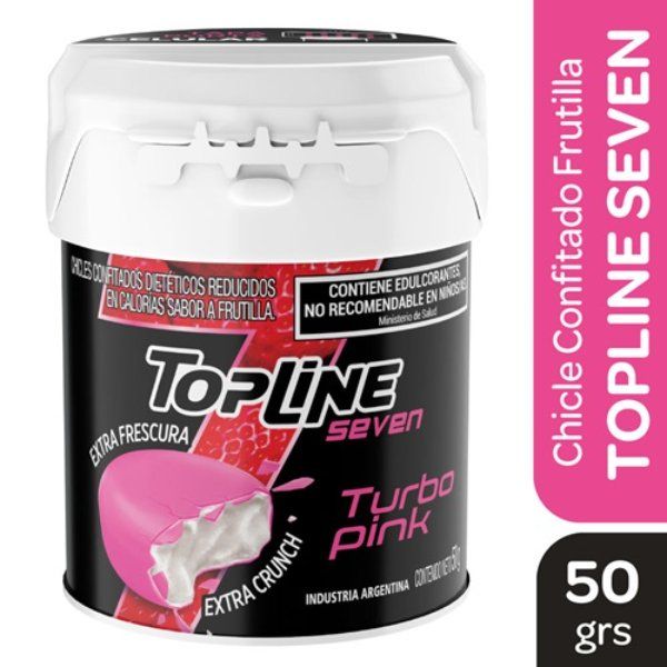 CHICLE TOPLINE 7 TURBO PINK POTE X 50 GR. | Super MaMi