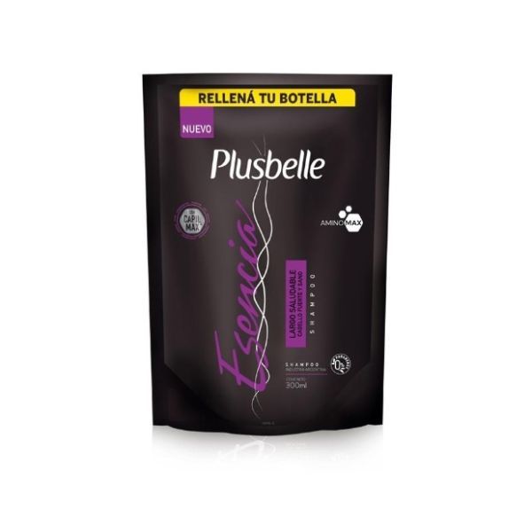 SHAMPOO PLUSBELLE ESENCIA LARGO SALUDABLE DOY PACK X 300 ML. | Super MaMi