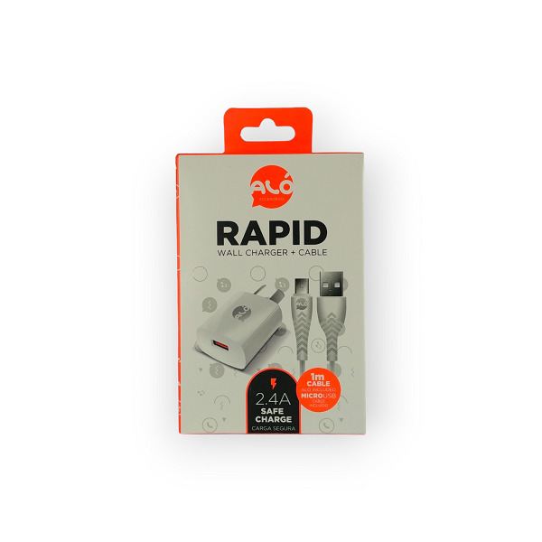 CARGADOR DE PARED ALO 2.4A RAPID + CABLE MICRO MIX COLOR | Super MaMi