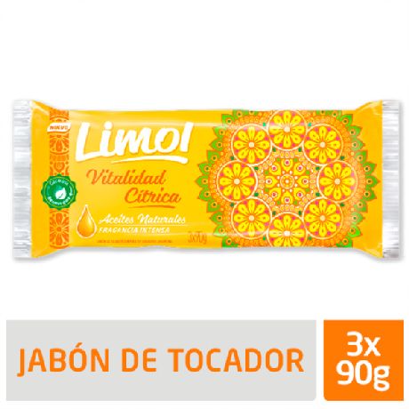 JABON TOCADOR LIMOL VITALIDAD CITRICA GLICERINA 3X90GR | Super MaMi